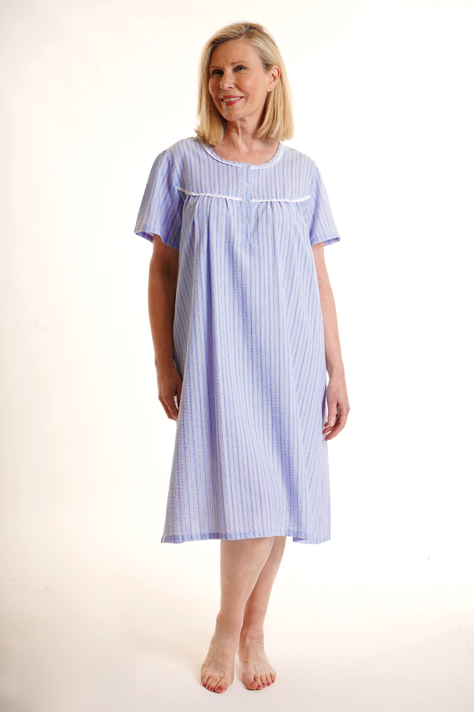 Slenderella Seersucker Nightdress - Ladies Classic Nightdresses - Carr ...