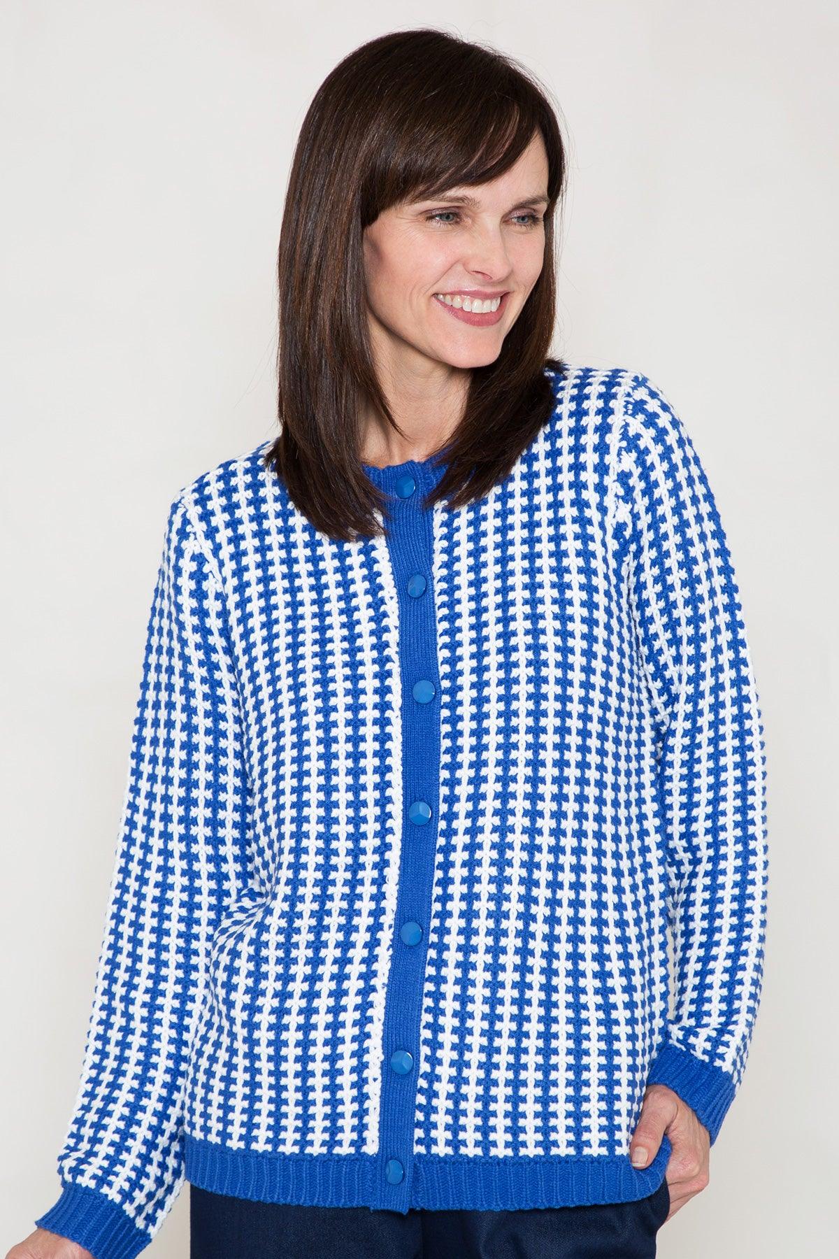 Dogtooth Knit Jacket - Poppy - Classic Women's Jackets – Carr & Westley