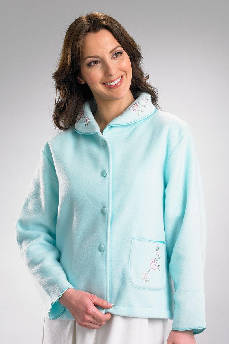 Embroidered Collar Bed Jacket - Slenderella - Classic Women's Nightwear ...