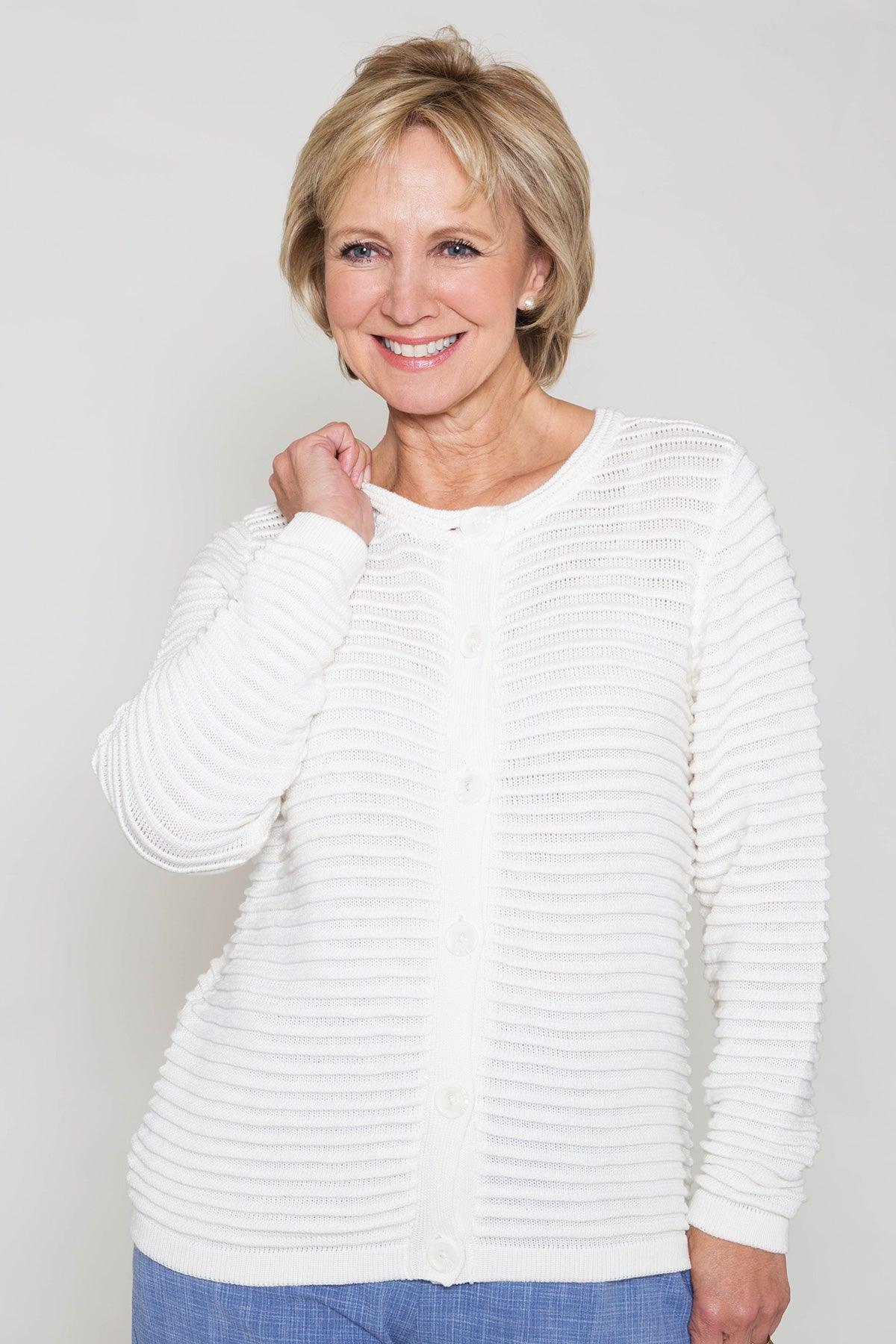 Fancy Rib Cardigan - Poppy - Classic Women's Cardigans – Carr & Westley