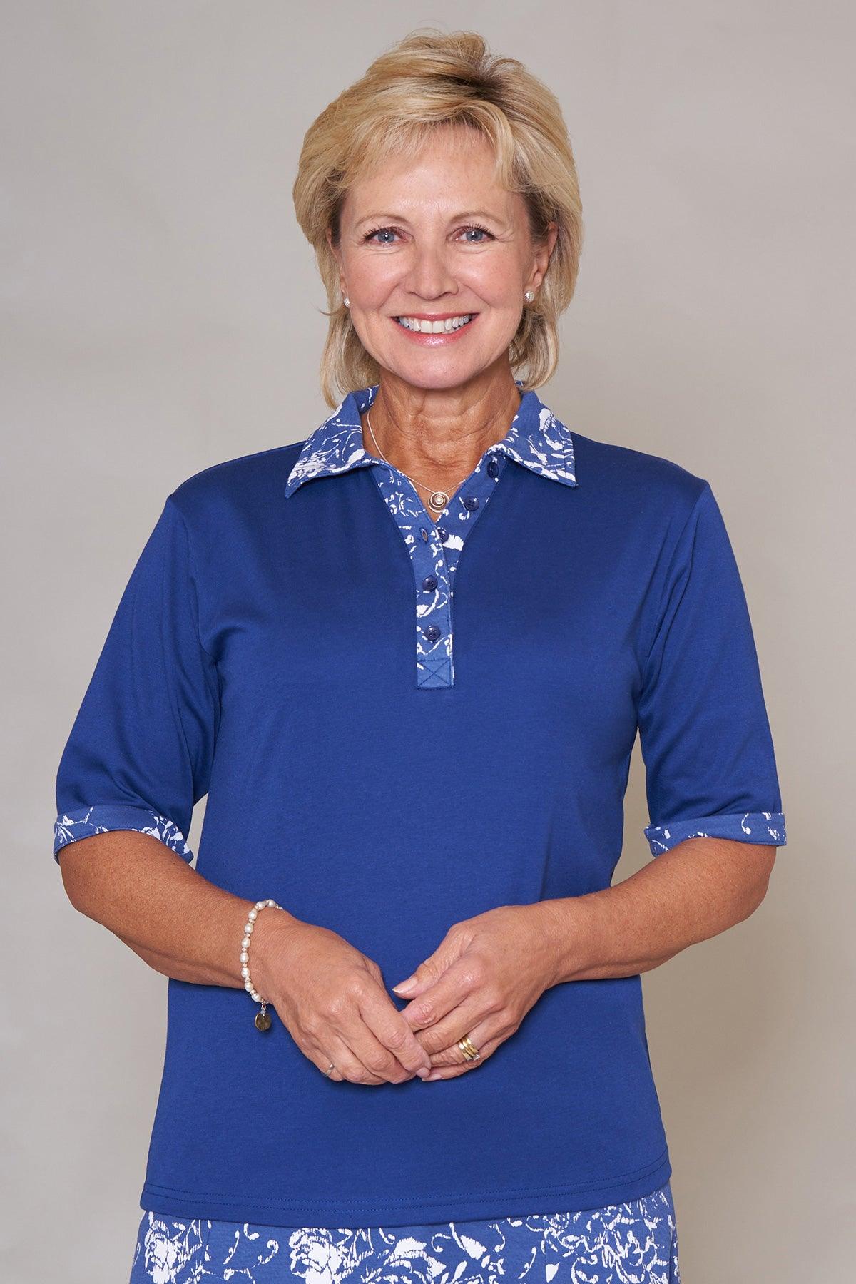 Floral Swirl Polo - Poppy - Classic Women's Tops – Carr & Westley